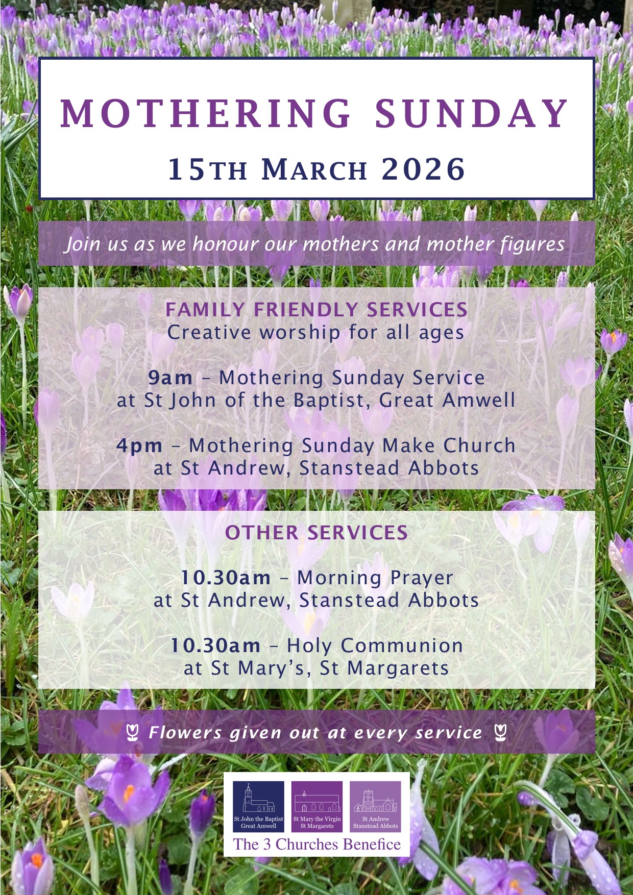 Mothering Sunday – 15th March 2026 | The Three Villages